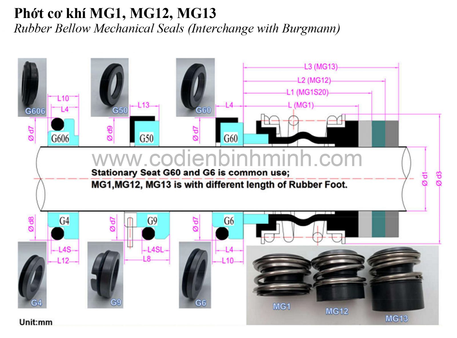 Phớt bơm Eagle Burgmann Mechanical Seals MG1 MG12 MG13
